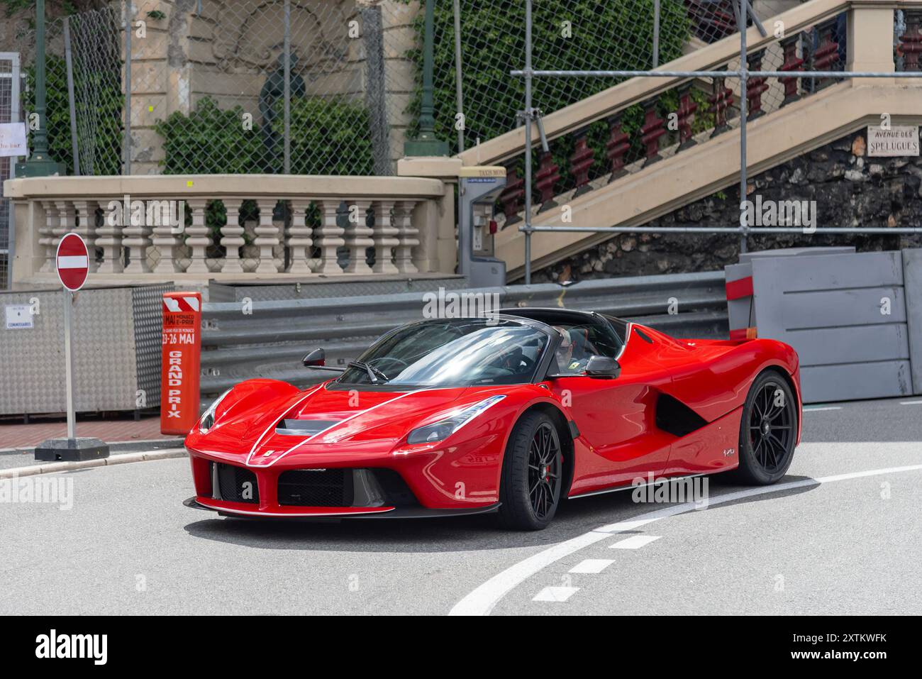 Monte Carlo, Monaco - View on a red Ferrari LaFerrari Aperta driving on ...