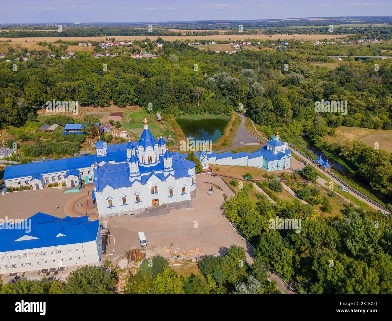 The aerial photo of Korennaya Pustyn monastery in Kursk oblast of ...