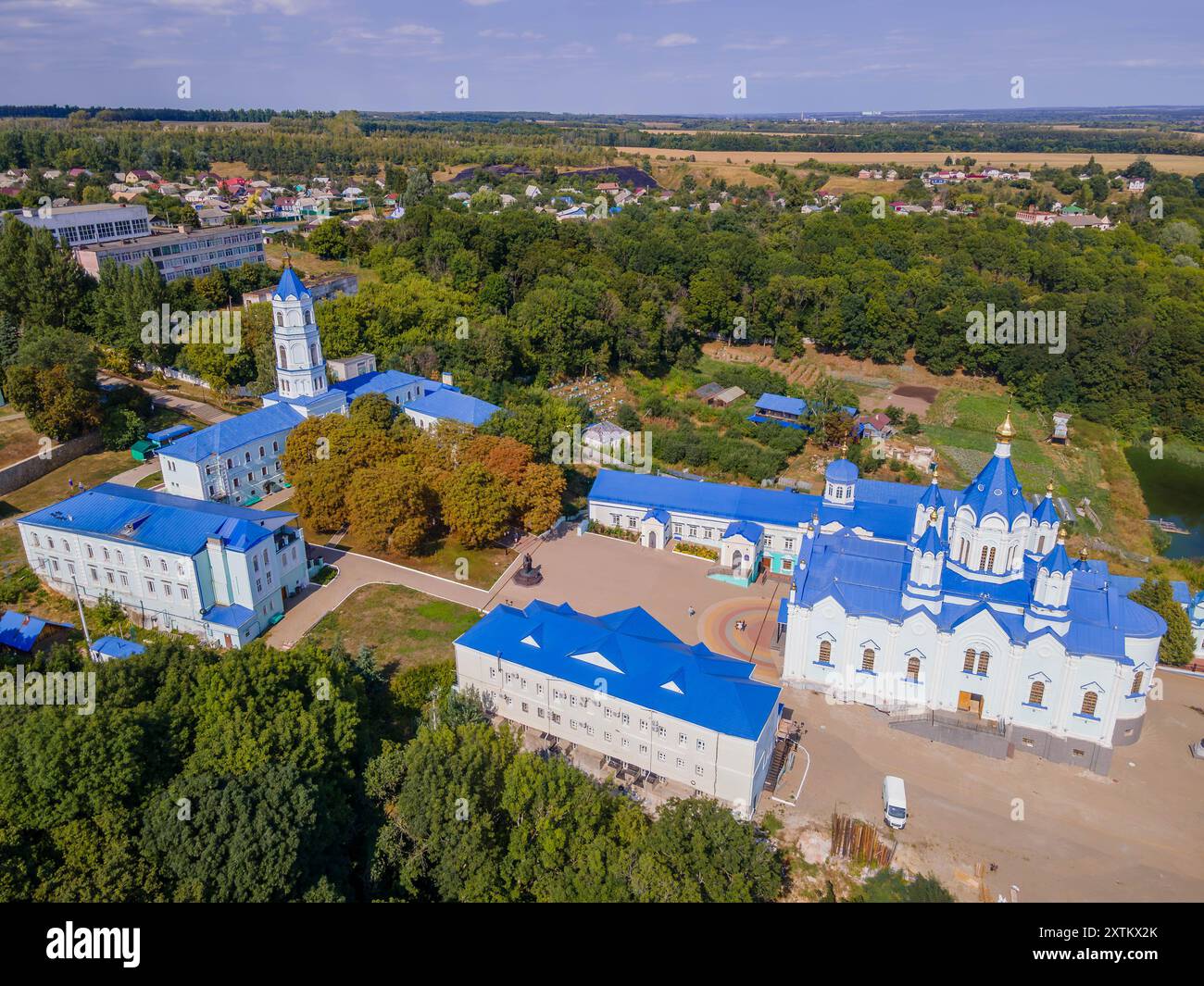 The aerial photo of Korennaya Pustyn monastery in Kursk oblast of ...