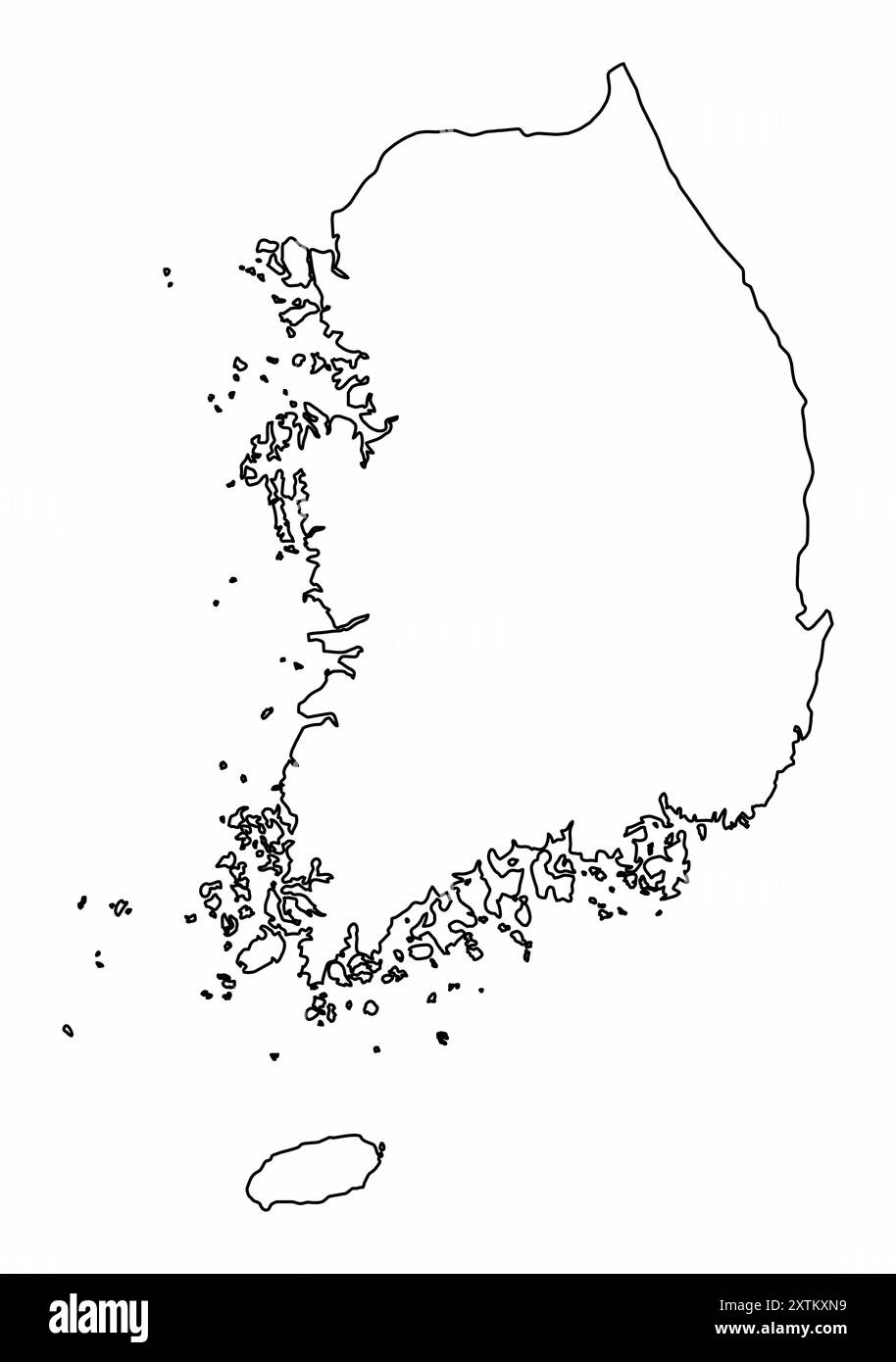 South Korea outline map isolated on white background Stock Vector Image ...