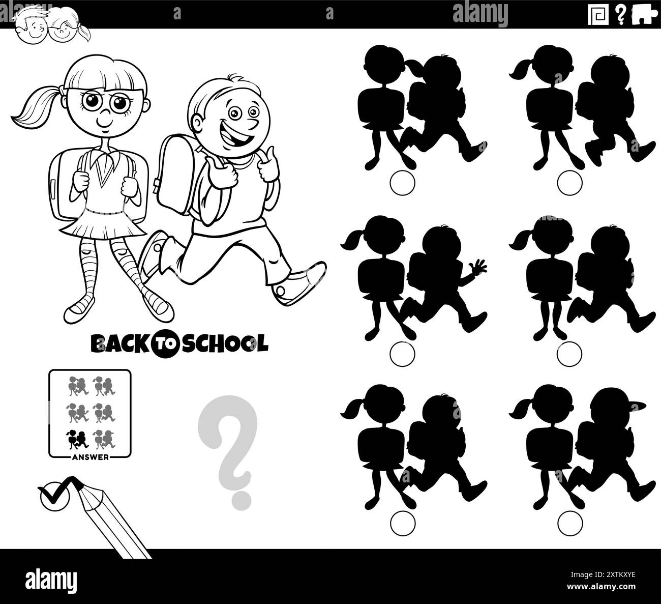 Cartoon illustration of finding the right picture to the shadow ...