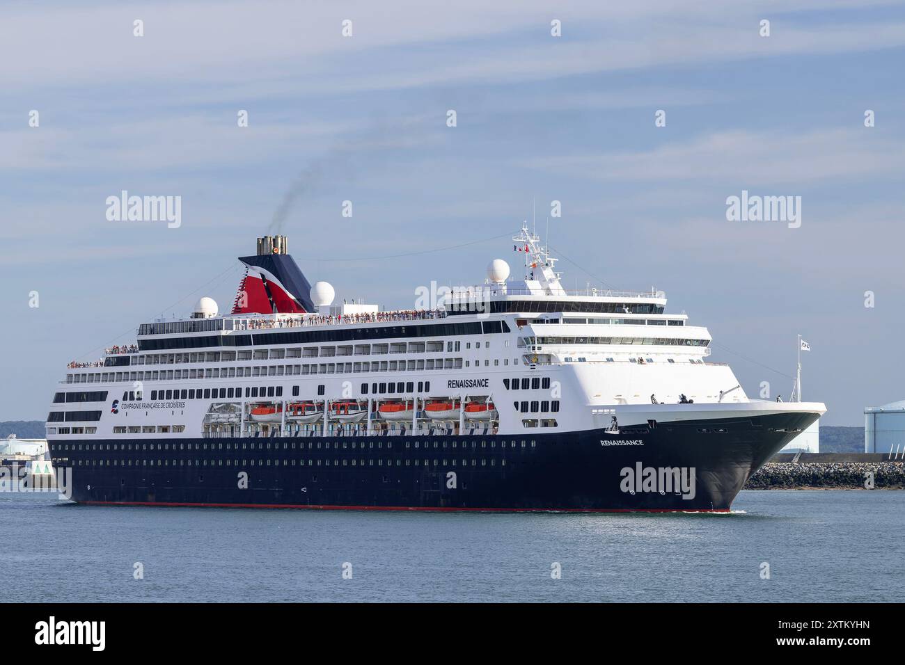 Le Havre, France - View on the cruise ship RENAISSANCE leaving the port ...