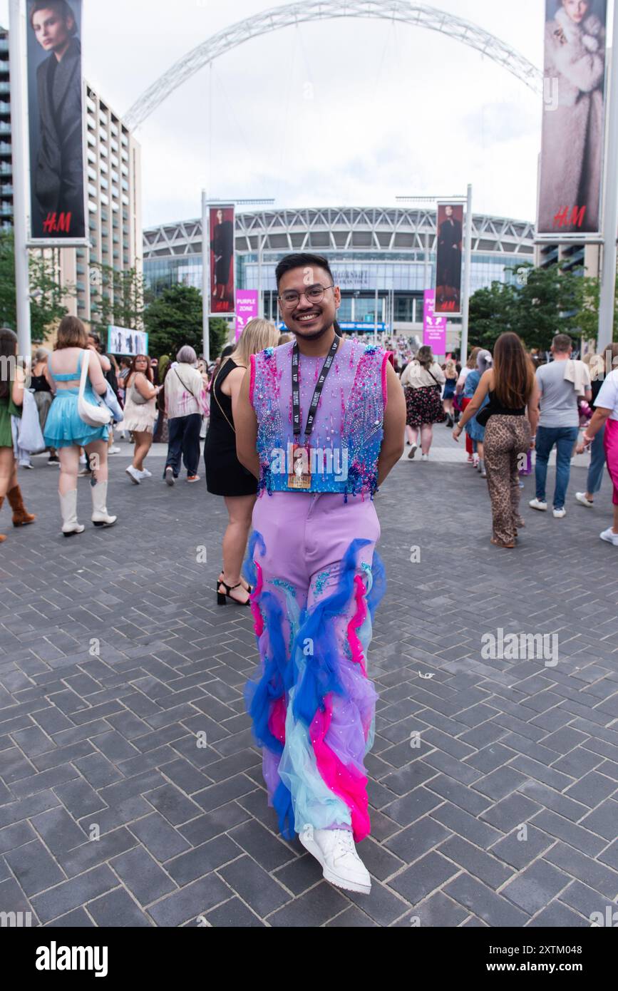 London, 15th August 2024, Swiftie Mark arrives for Taylor Swift's The ...