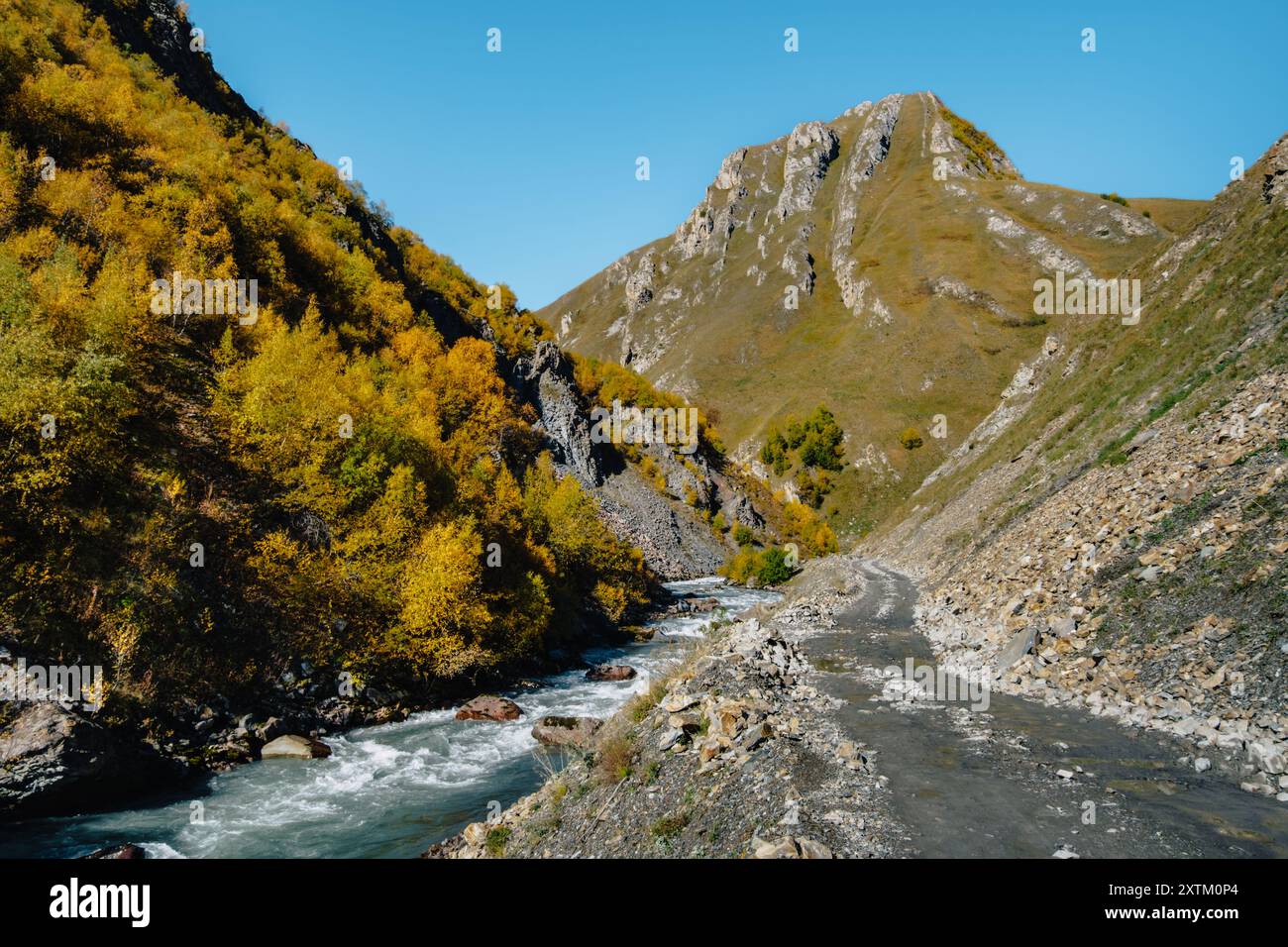 The Terek river gorge at the beginning of the Truso Gorge hike in the ...