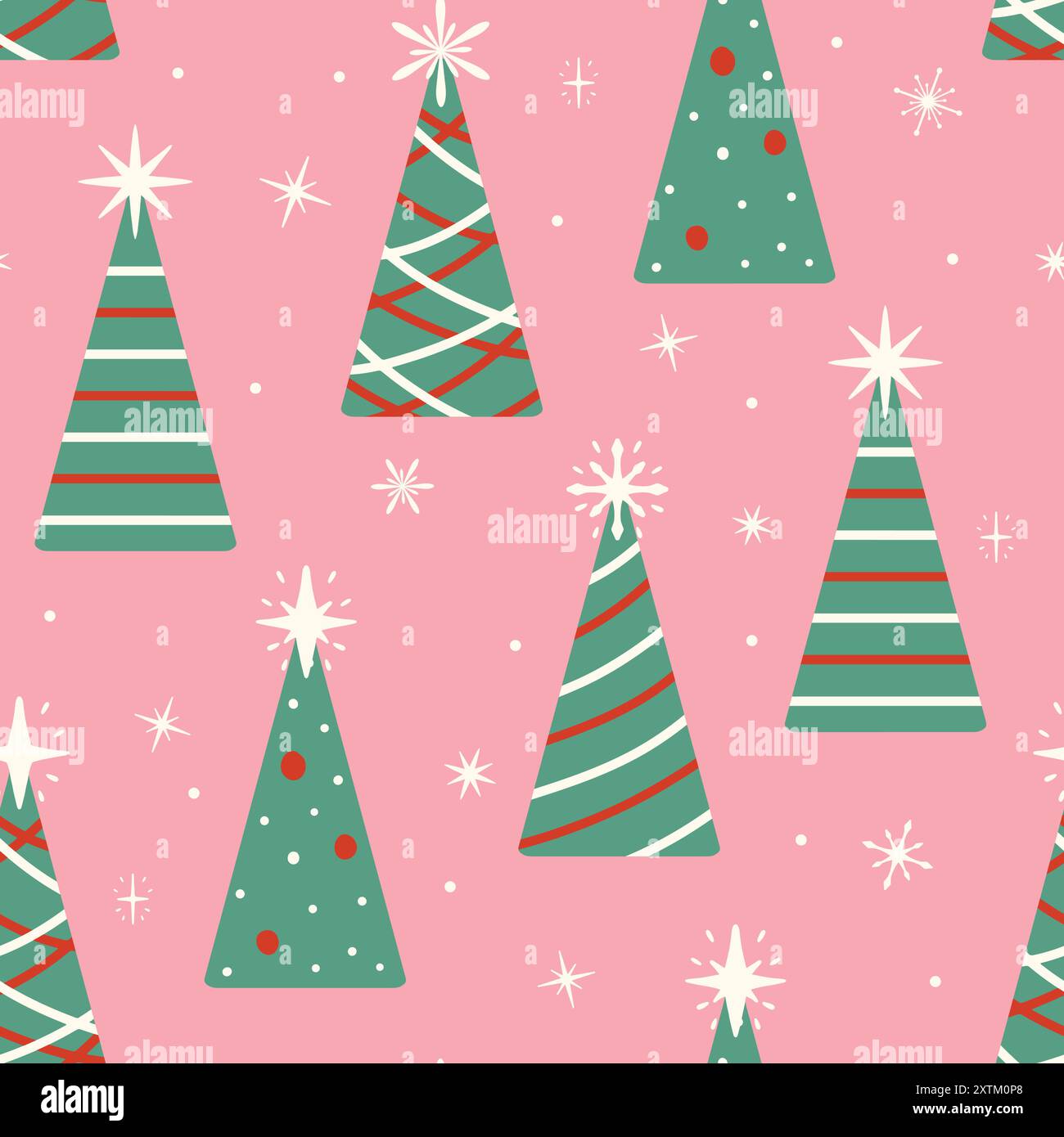 Christmas tree pattern background. Cute vector festive decorative ...