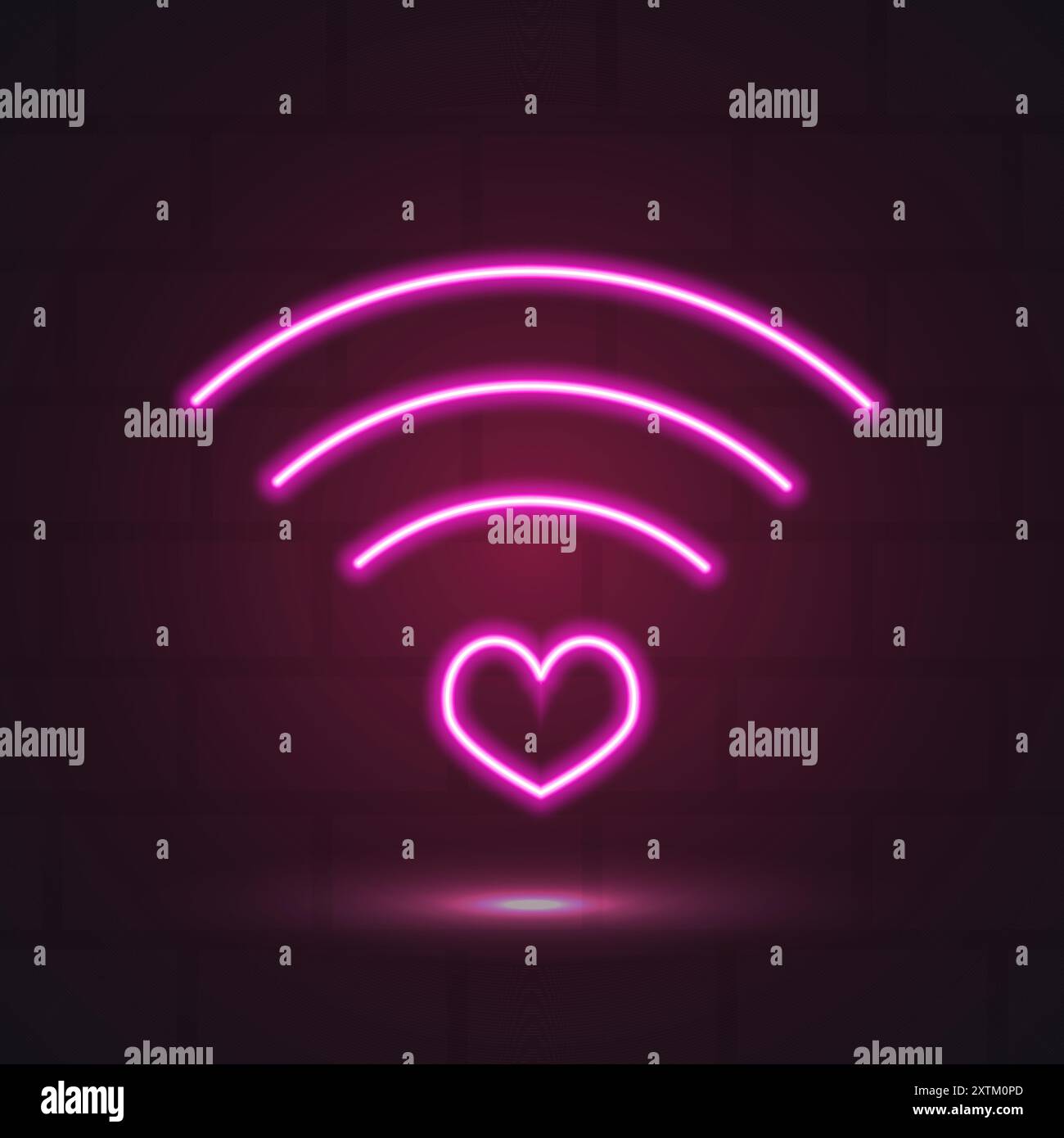 Neon pink wifi badge with a heart, love. Vector illustration Stock ...