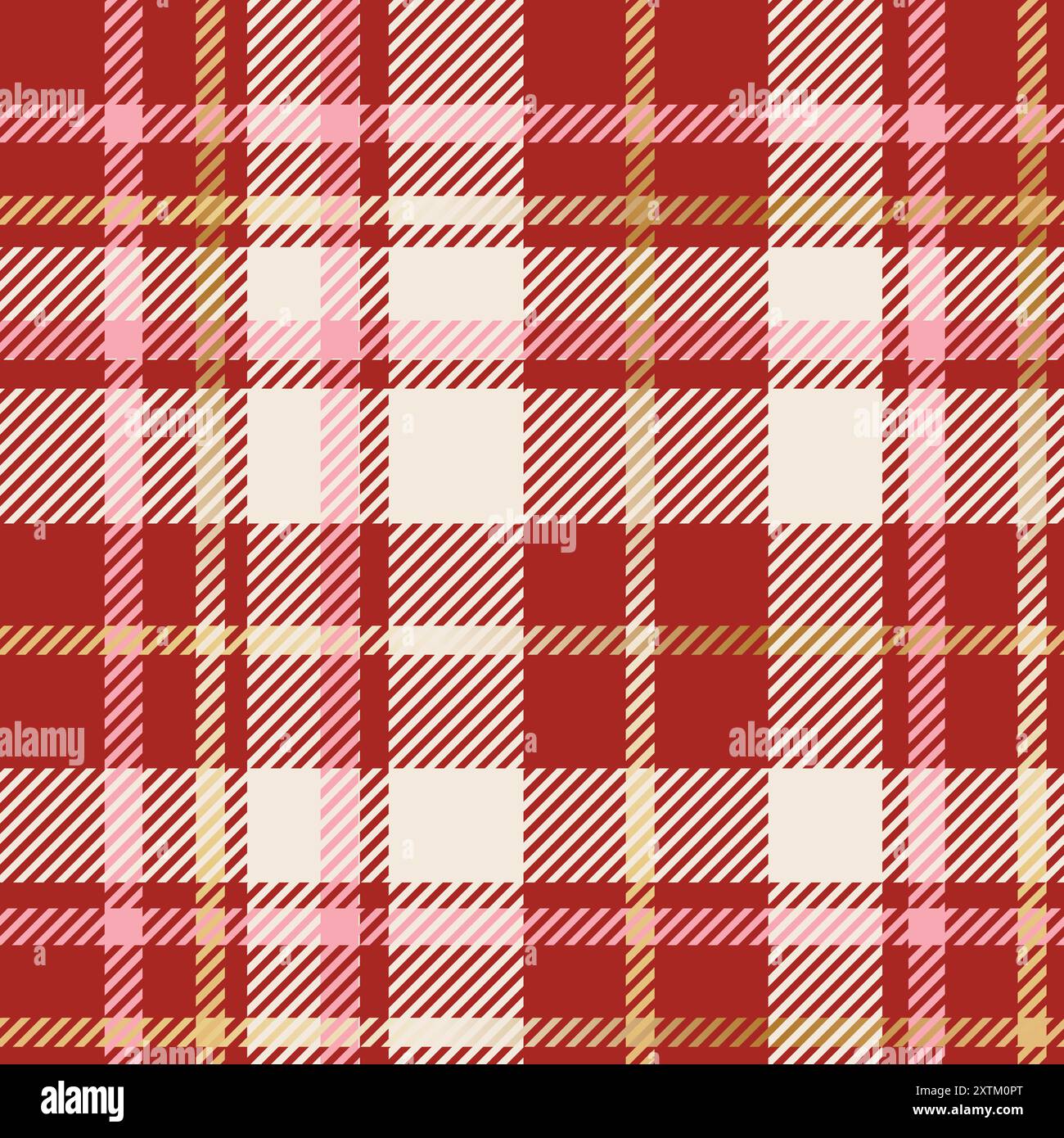 Seamless Vector plaid pattern in Christmas red white pink and gold ...