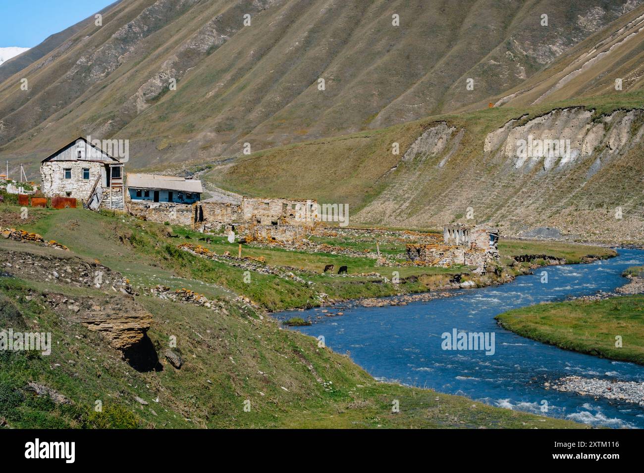 The almost abandoned village of Ketrisi in the Truso Gorge located in ...