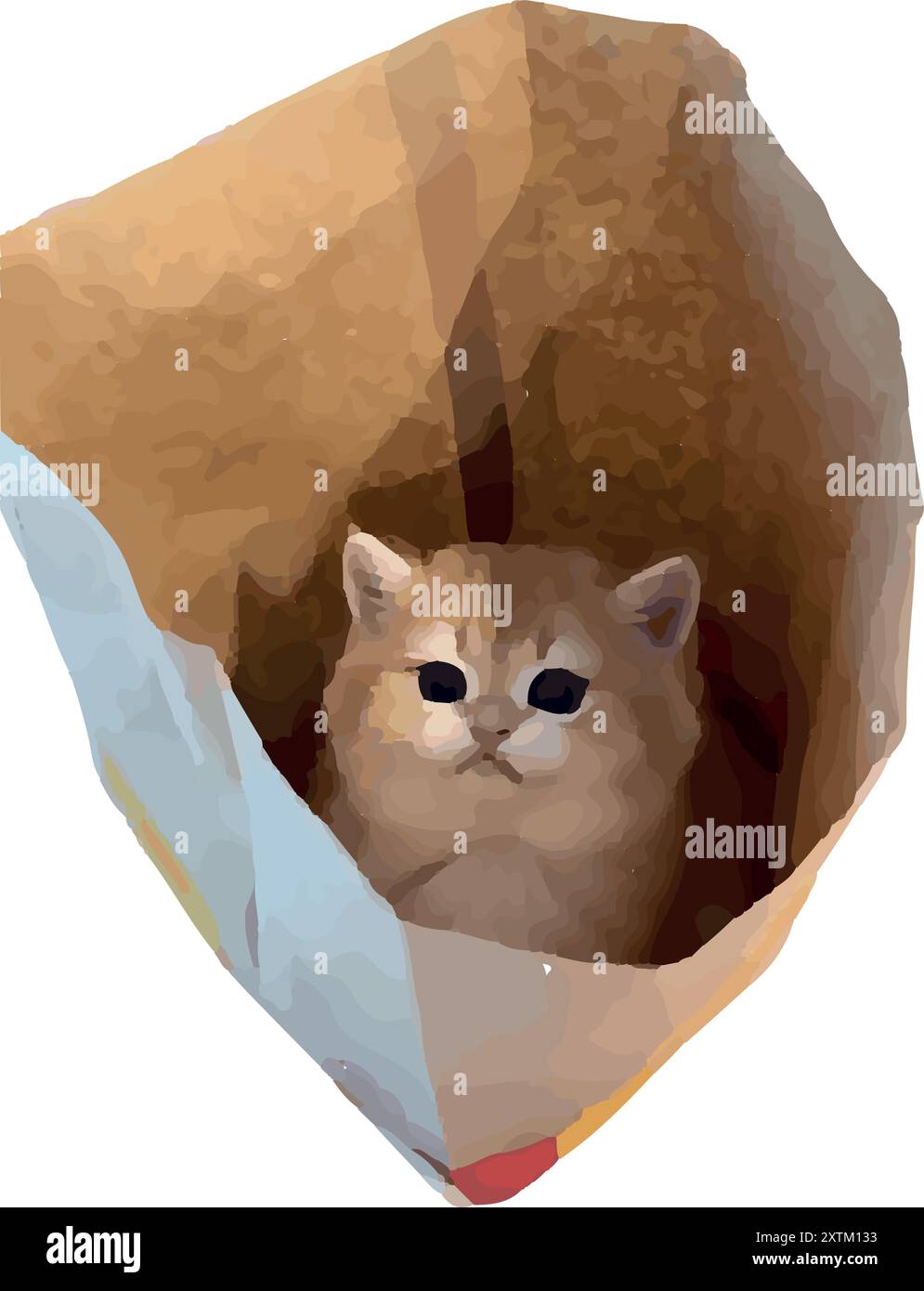 Cute Cat in a Paper Bag - Vector Art Illustration Stock Vector Image ...