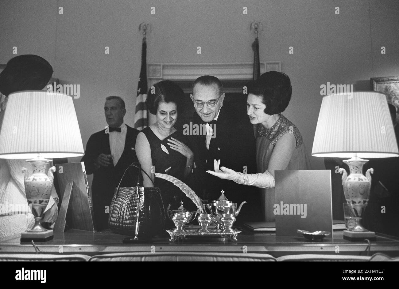 Indian Prime Minister Indira Gandhi, U.S. President Lyndon Johnson and ...