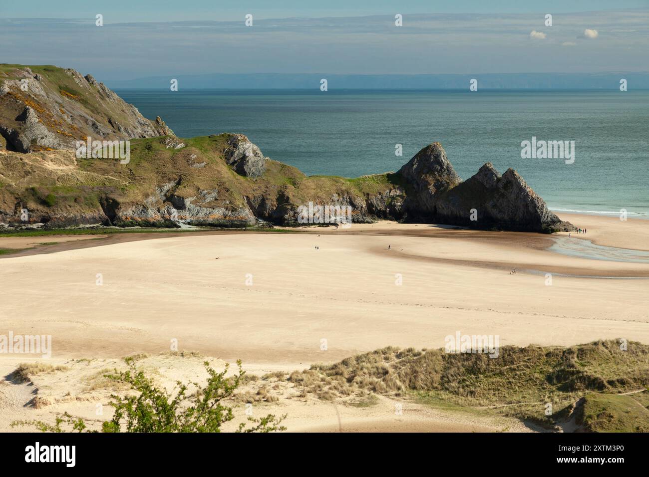 Three cliffs bay beach on the Gower peninsula in Wales in the UK Stock ...