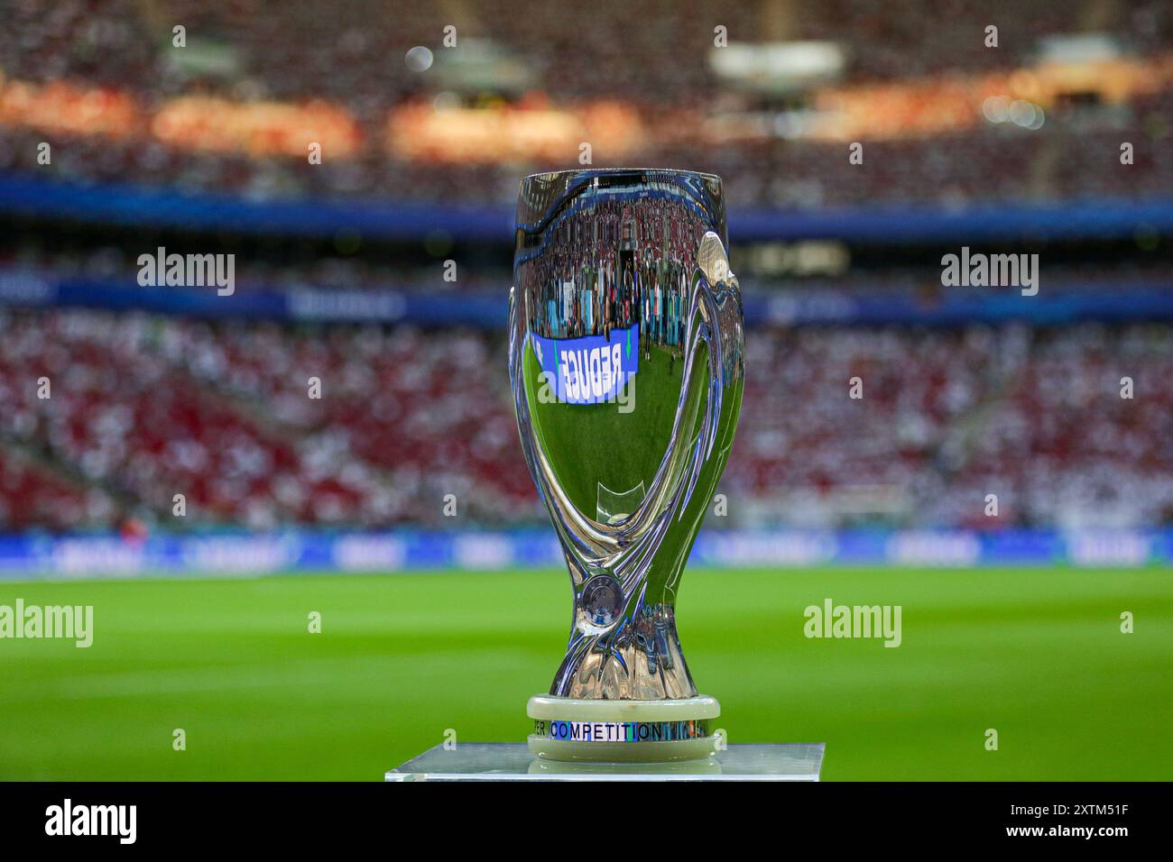 The Super Cup Trophy seen during the ceremony after the UEFA Super Cup ...