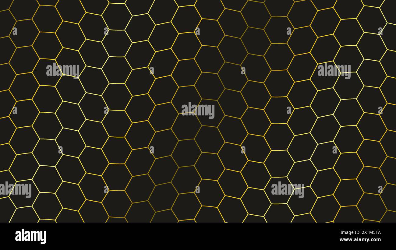 Wavy metallic gold hexagonal beehive pattern on black background. 4k ...