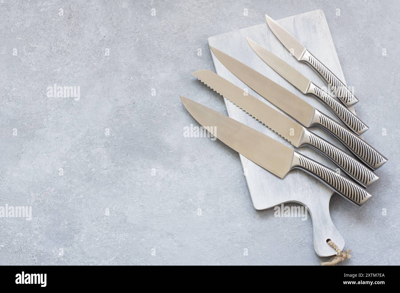 Casting steel various chef knife, Set of modern sharp kitchen knives on ...