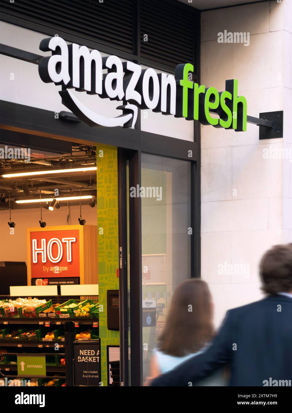 Amazon fresh storefront sign above entrance to Amazon Fresh’s self ...