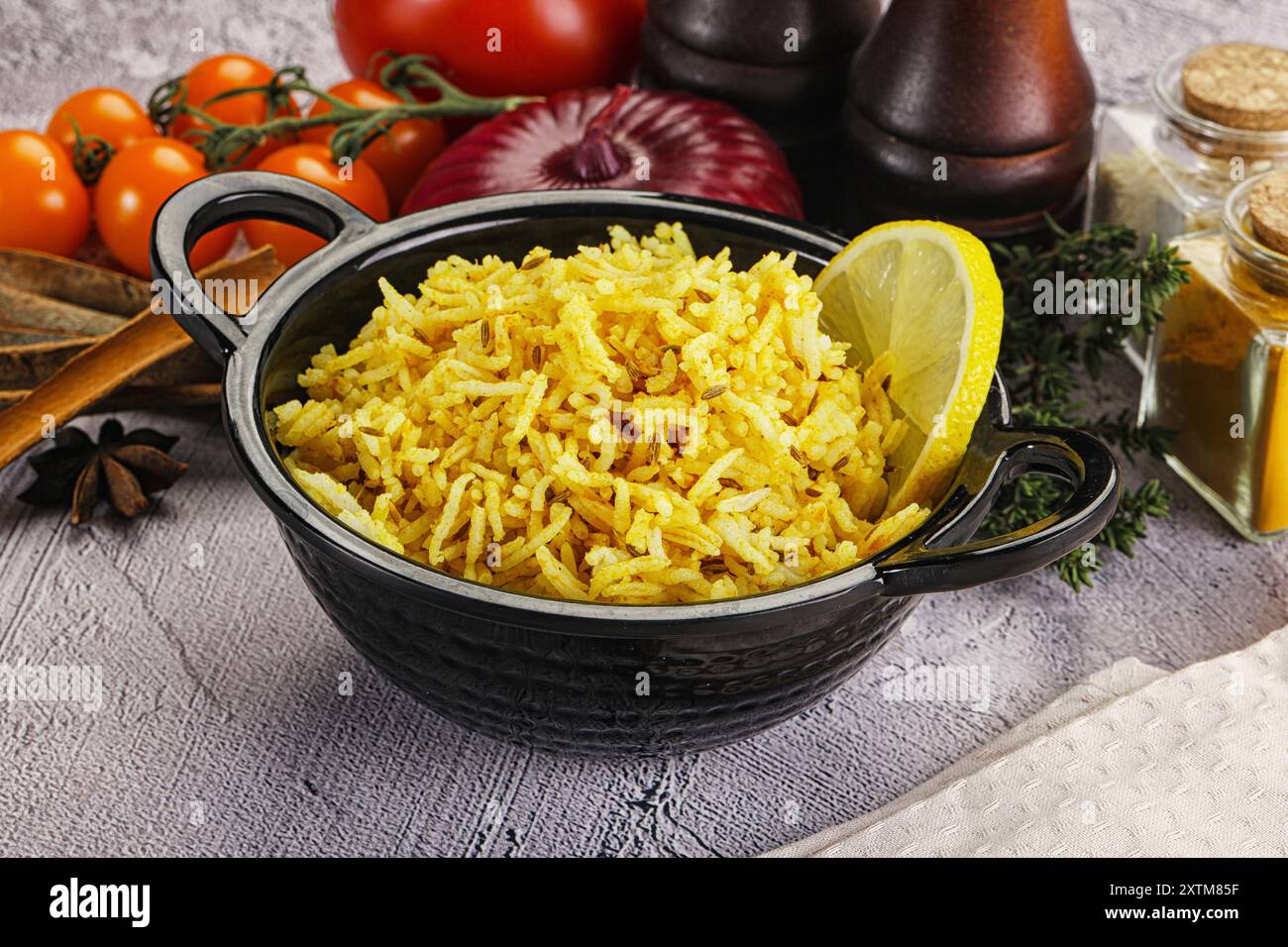 Indian vegan cuisine lemon basmati rice Stock Photo - Alamy