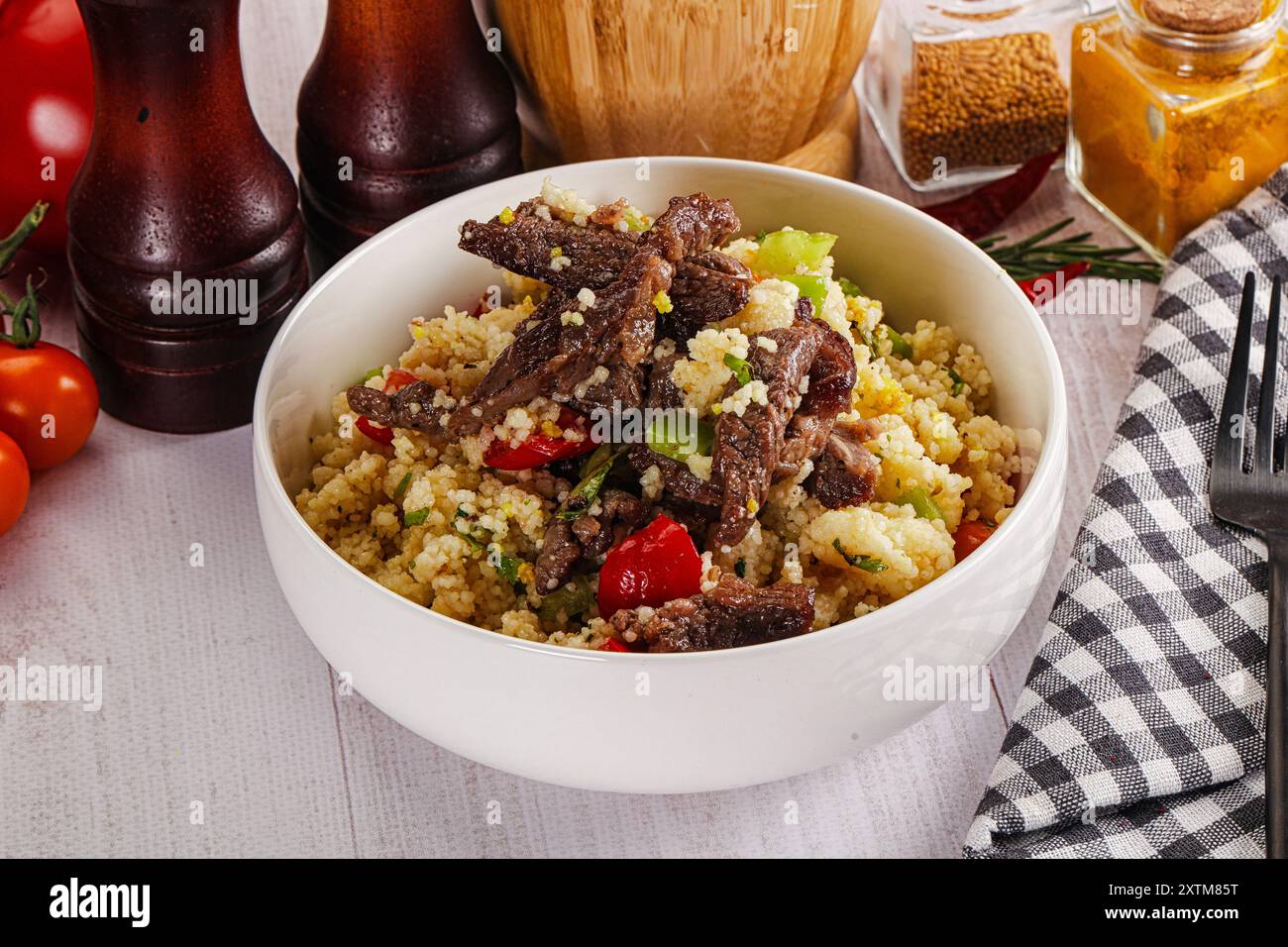 Traditional couscous with beef meat and vegetables Stock Photo - Alamy