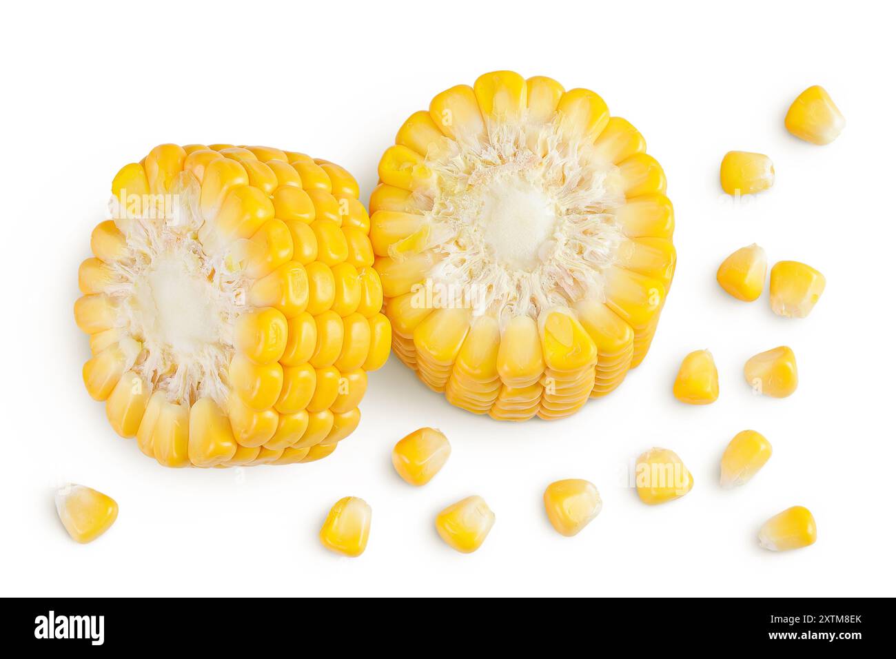 ear of corn isolated on a white background with full depth of field ...