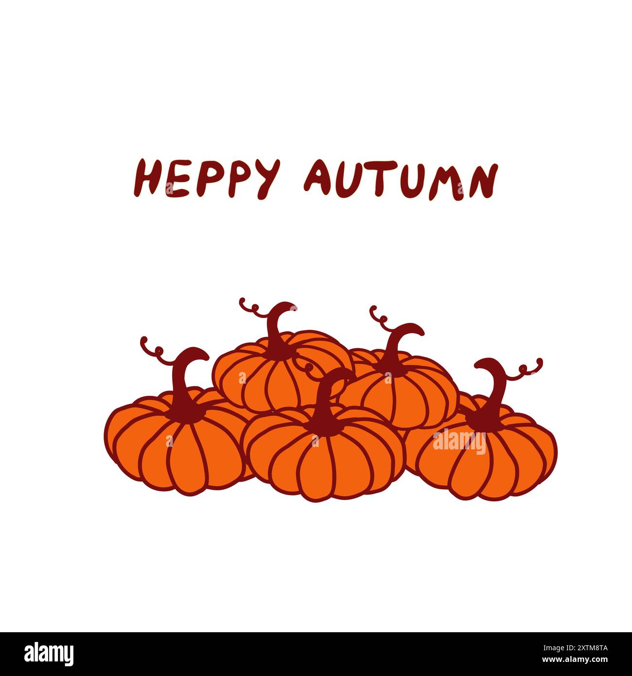 Happy autumn greeting featuring a cluster of vibrant pumpkins against a ...