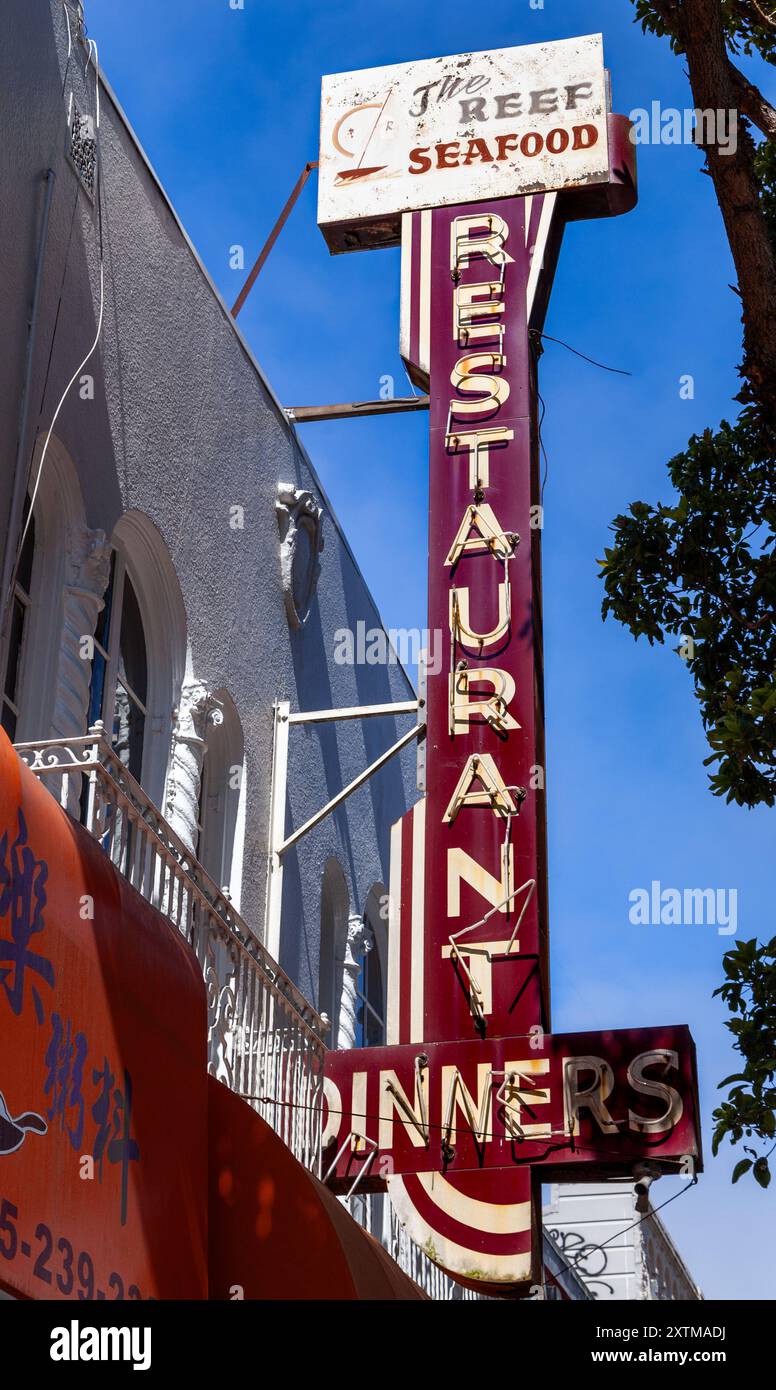An old neon restaurant dinner sign in San Francisco Stock Photo - Alamy