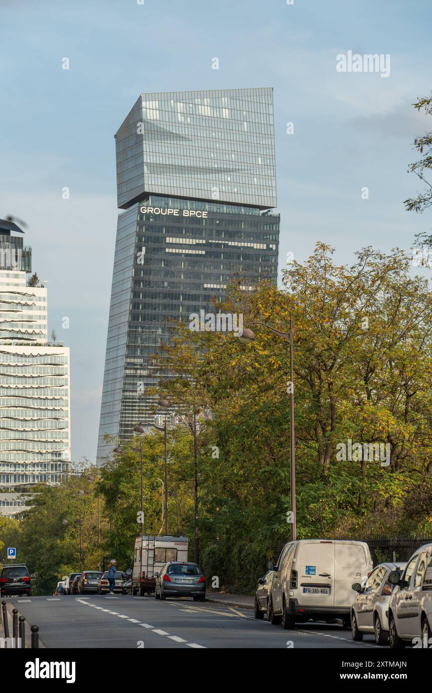 Paris, France - Oct 31, 2022: Groupe BPCE headquarter tours Duo ...