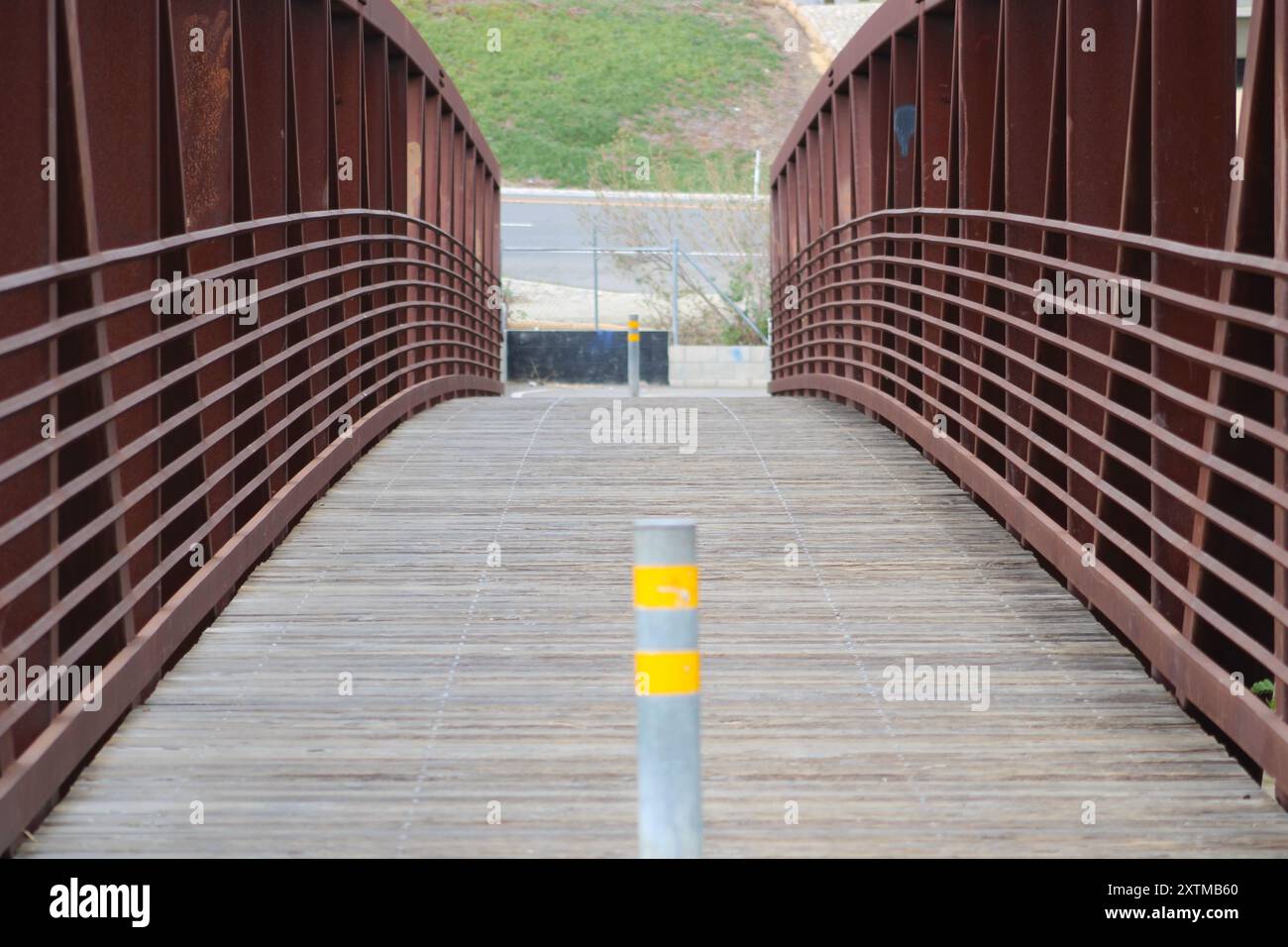 rustic wood and metal bridge in city Stock Photo - Alamy