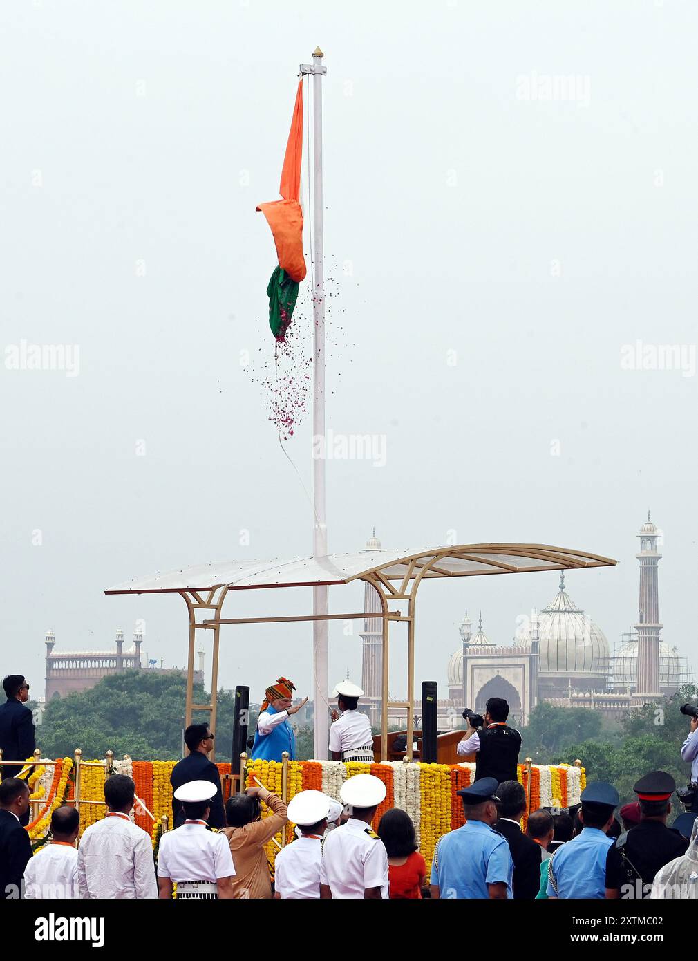 NEW DELHI, INDIA - AUGUST 15: Prime Minister Narendra Modi during hoisting the National flag at ...