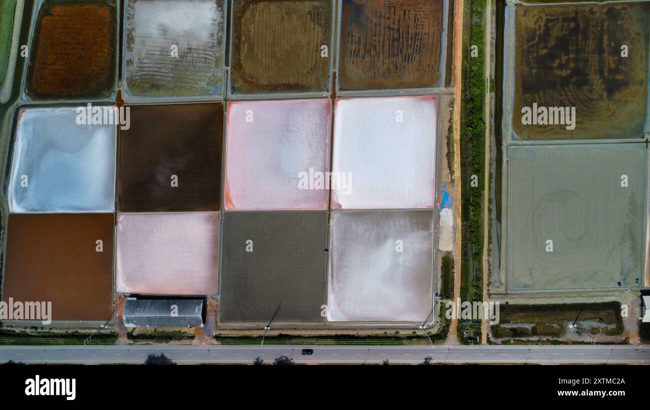 Salt fields in Thailand, Asia, seen from above Stock Photo - Alamy