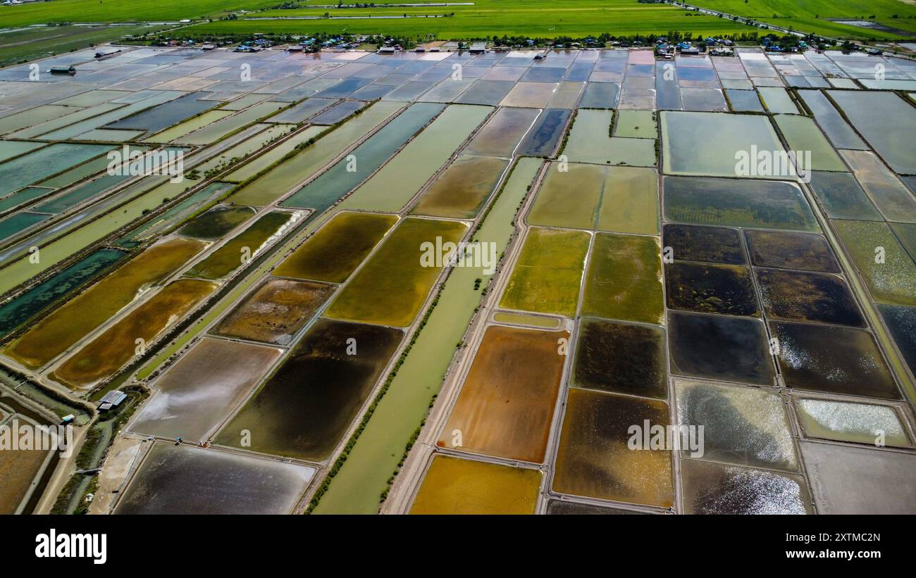 Salt fields in Thailand, Asia, seen from above Stock Photo - Alamy
