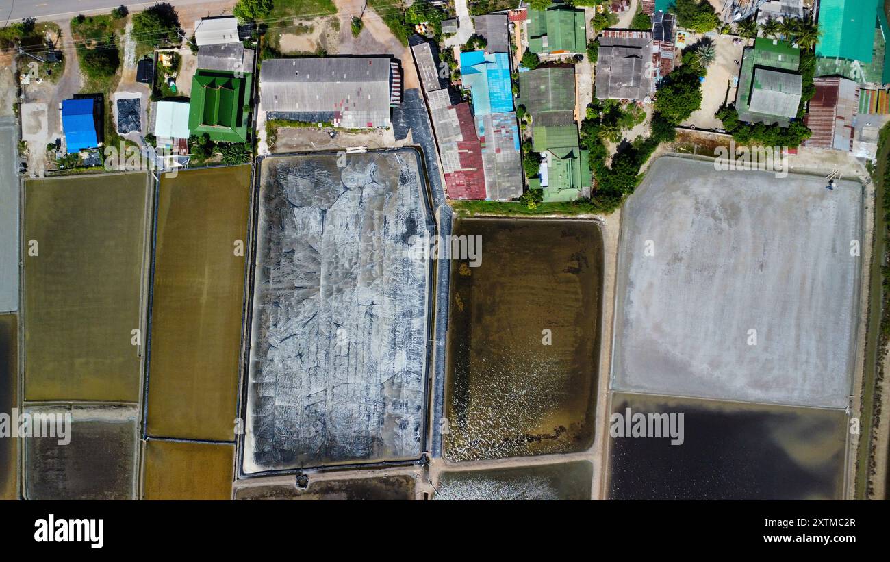 Salt fields in Thailand, Asia, seen from above Stock Photo - Alamy