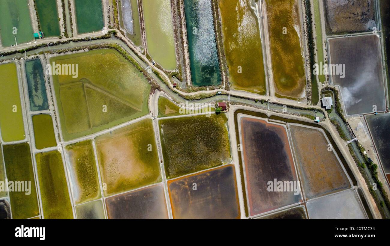 Salt fields in Thailand, Asia, seen from above Stock Photo - Alamy