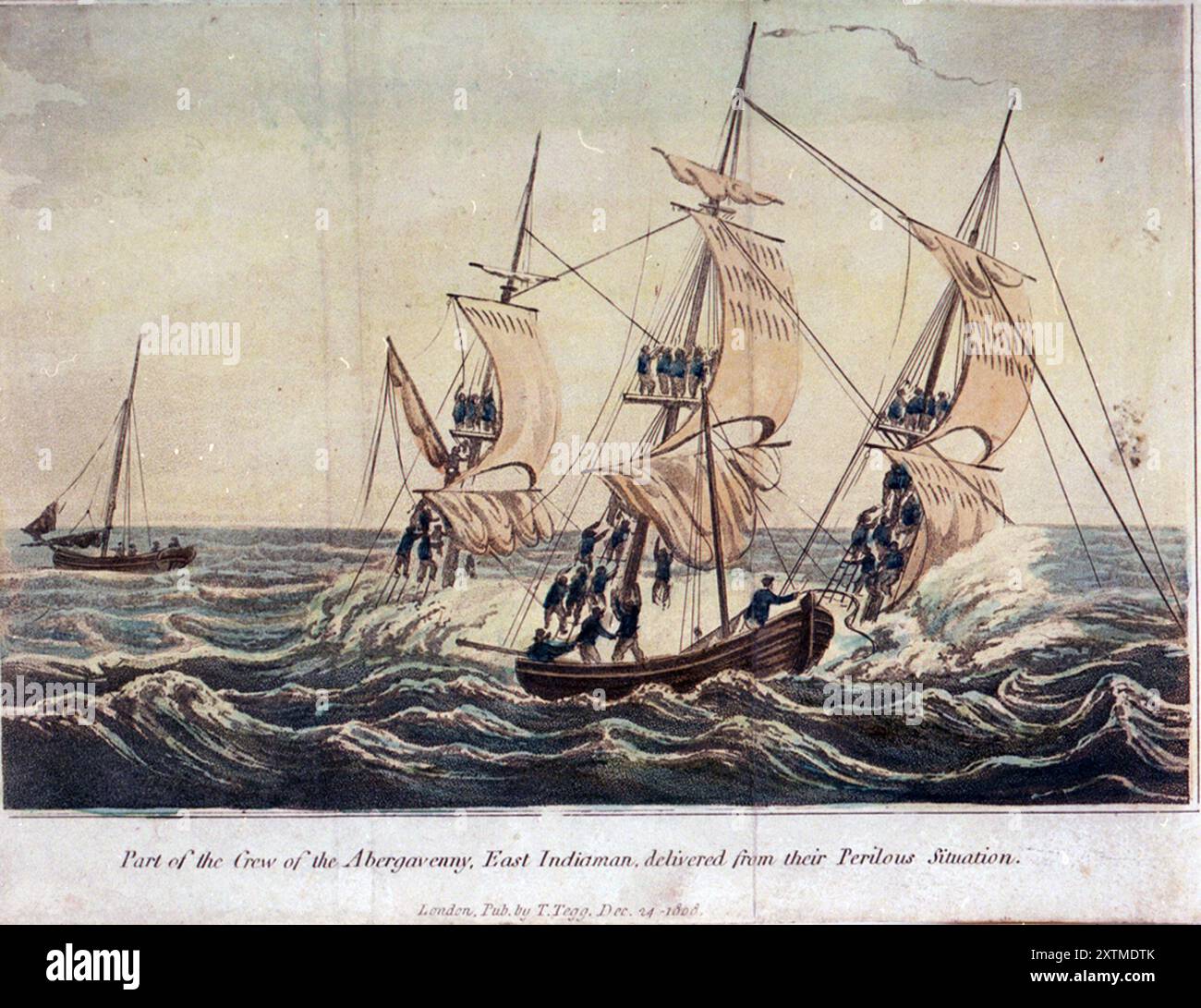 Sinking of the Earl of Abergavenny in Weymouth Bay, England in 1805 ...