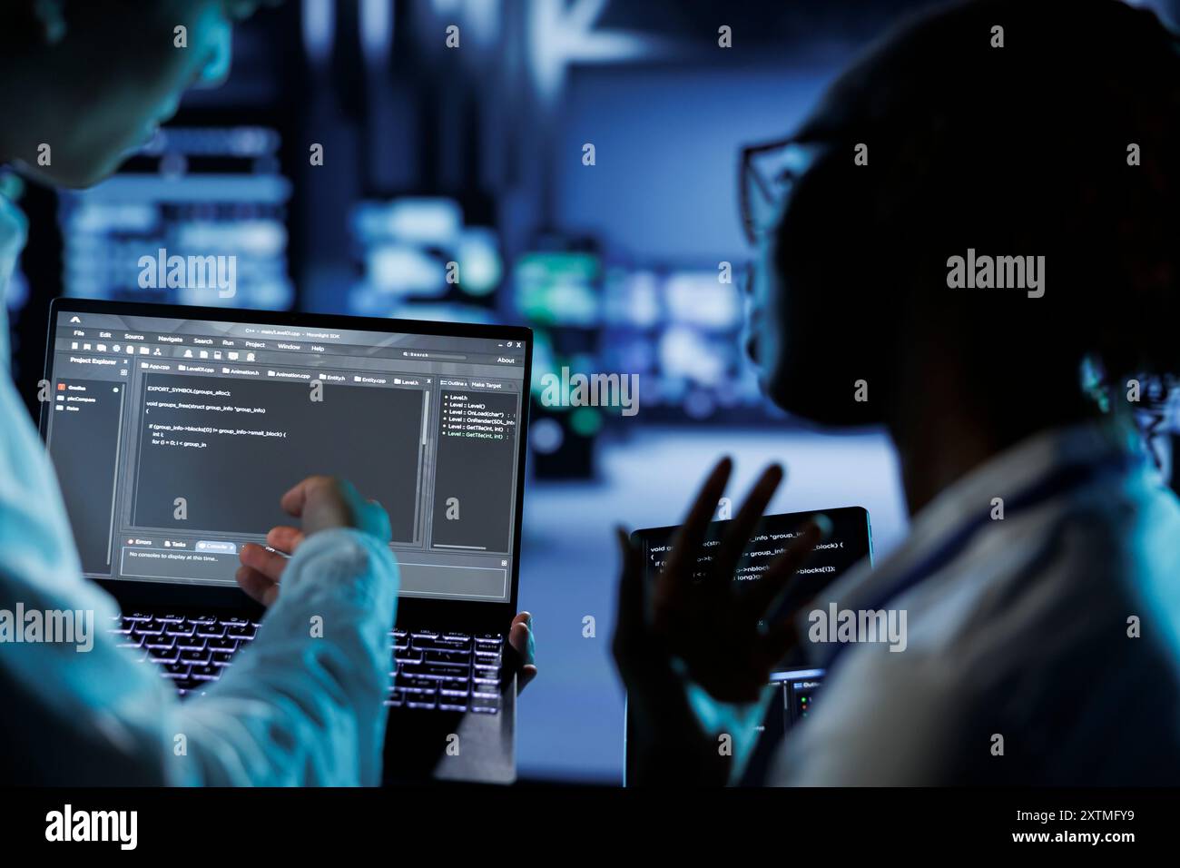 Trained programmers build firewall systems in server room housing ...