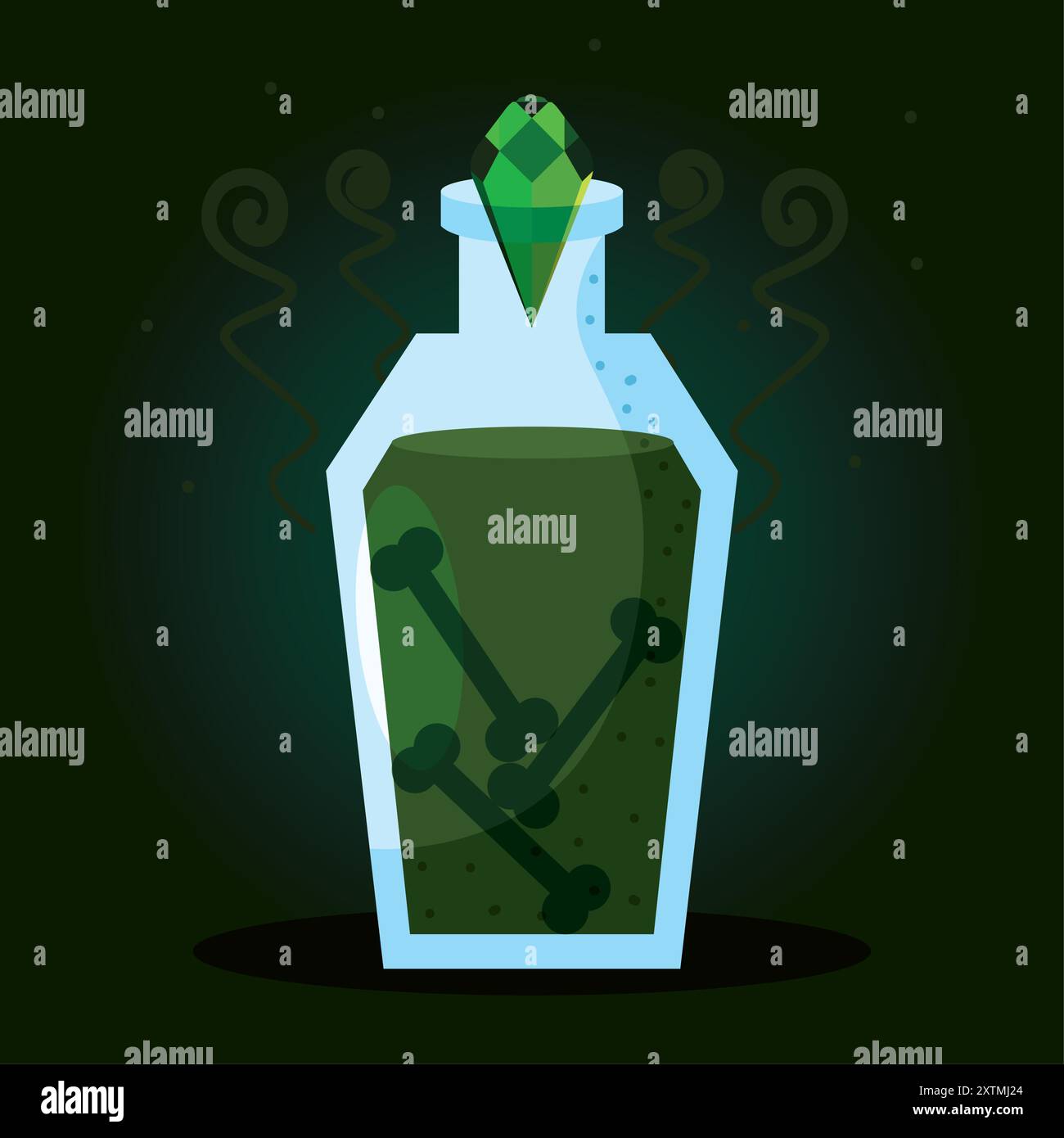 Spooky bottle with mysterious bones, Vector Stock Vector Image & Art ...