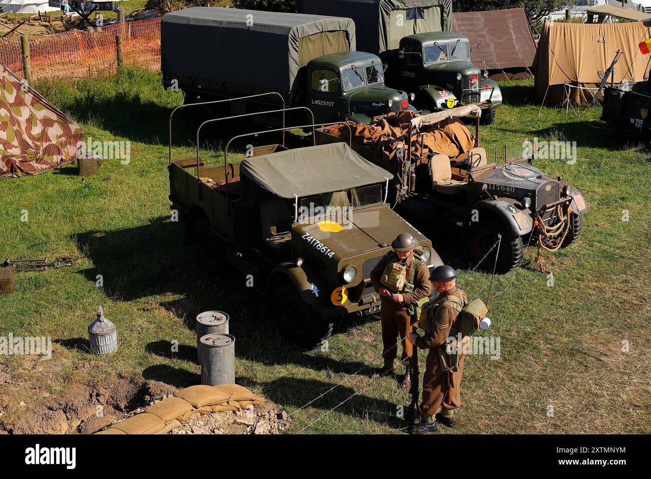 Military vehicles and reenactors at The Yorkshire Wartime Experience near Bradford,West ...