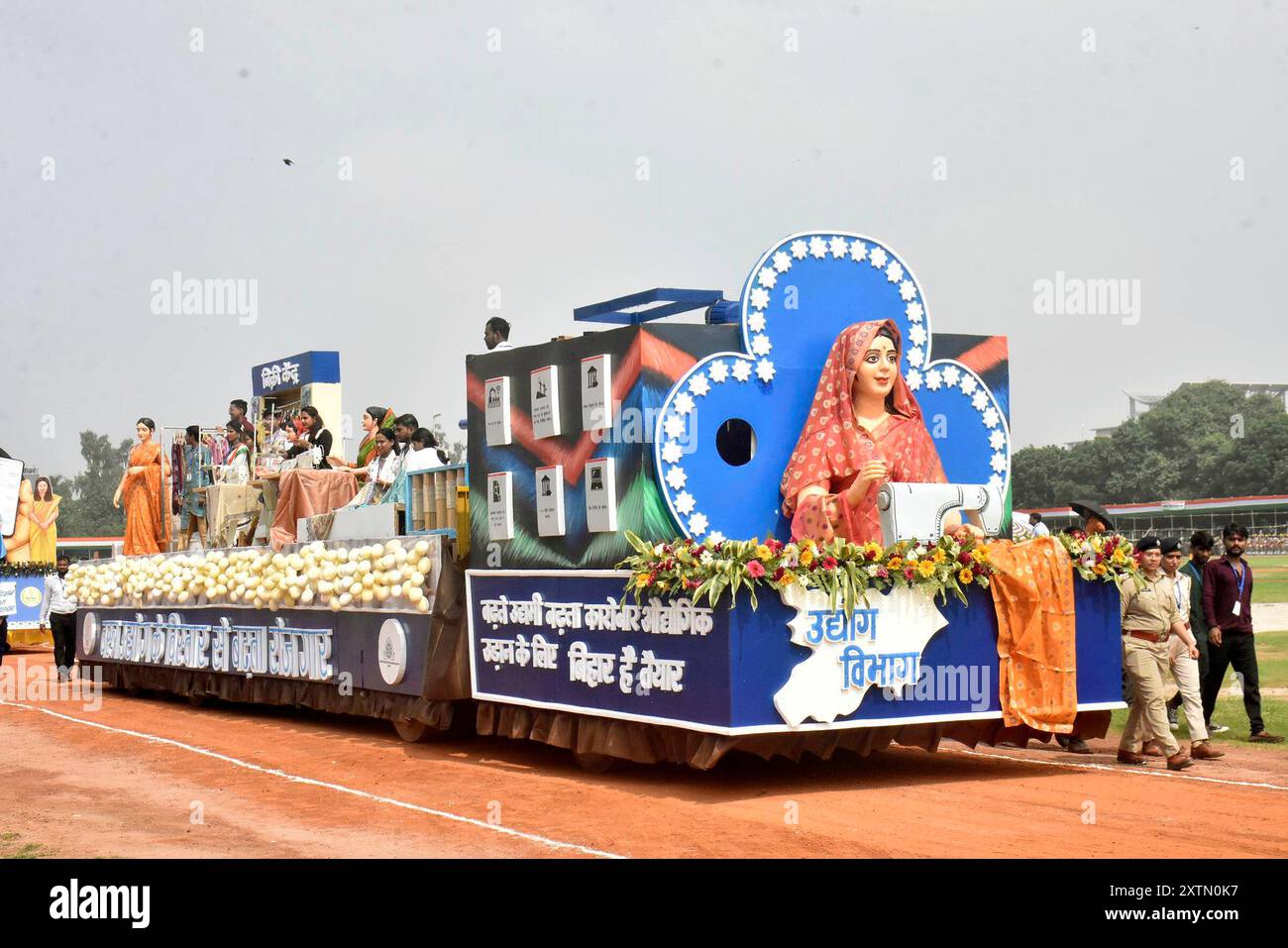 PATNA, INDIA - AUGUST 15: Bihar Industry department tableau displays ...
