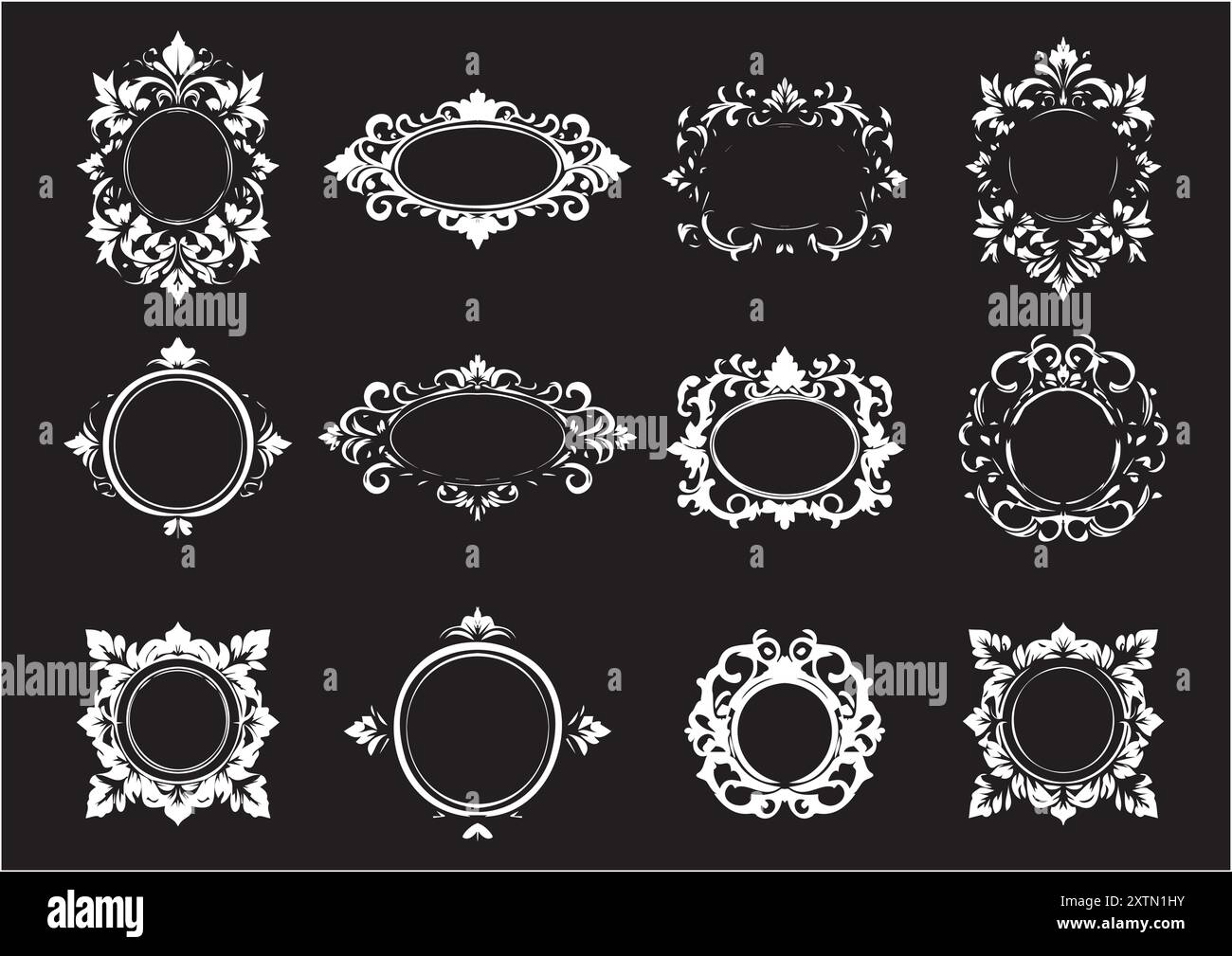 Intricate Collection of Twelve Vintage Floral Frames with Elegant ...