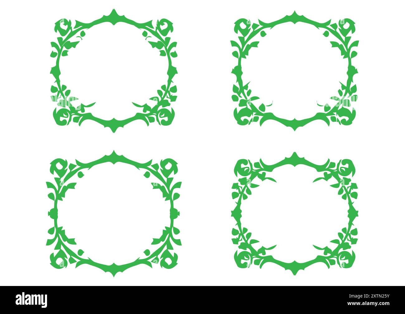 Elegant Vintage Floral Frame Designs In Green Color As Ornate Vector ...