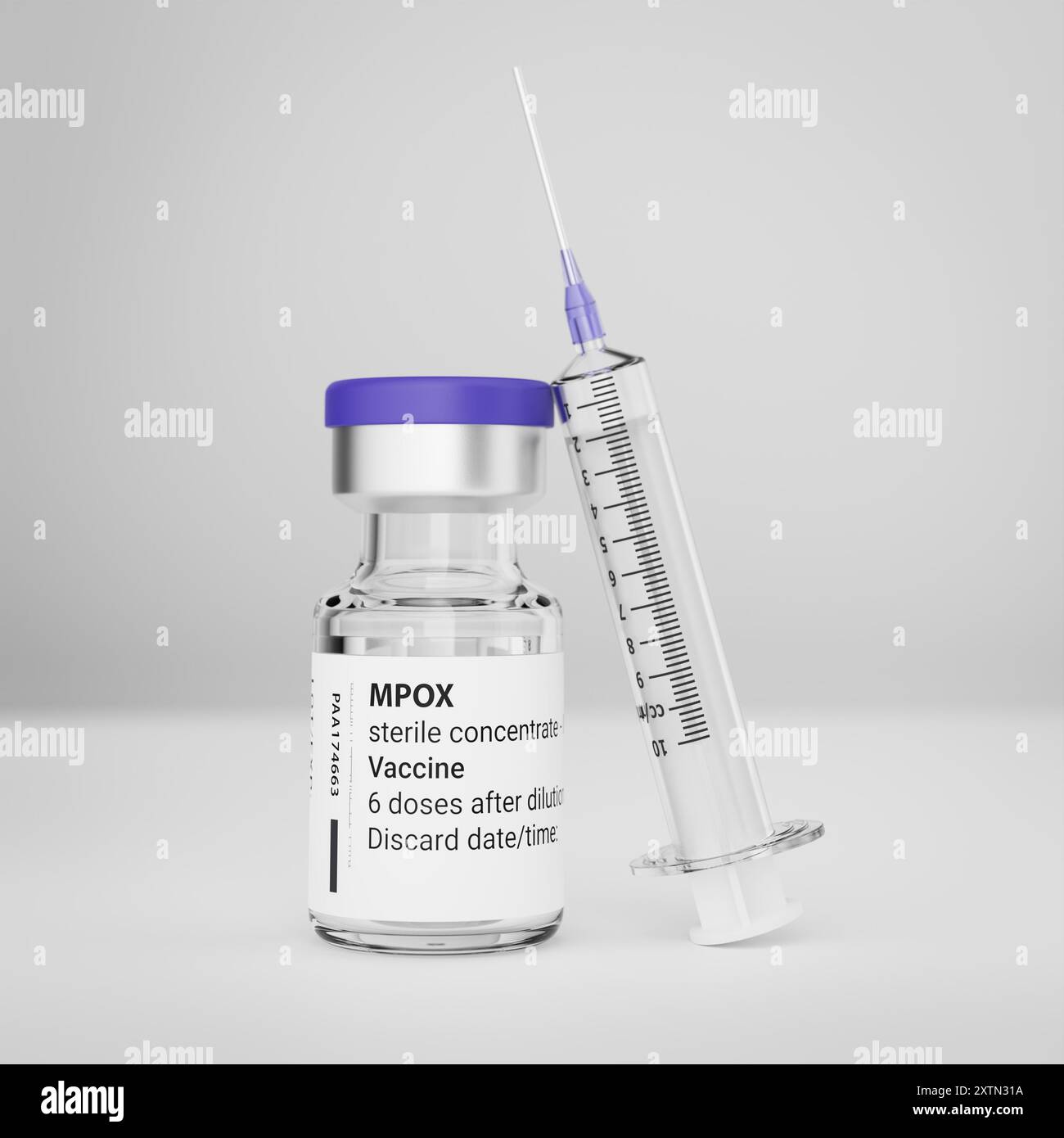 Fictitious vial of vaccine against the Mpox (Monkeypox) with syringe ...