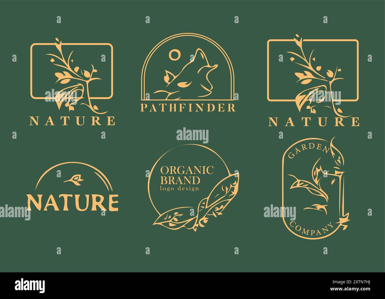 Luxurious Organic and Nature-Inspired Logo Collection in Golden Tones ...
