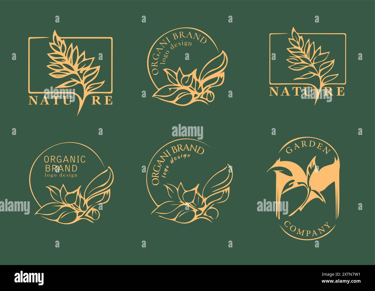 Elegant Organic Brand Logos with Nature Elements Stock Vector Image ...