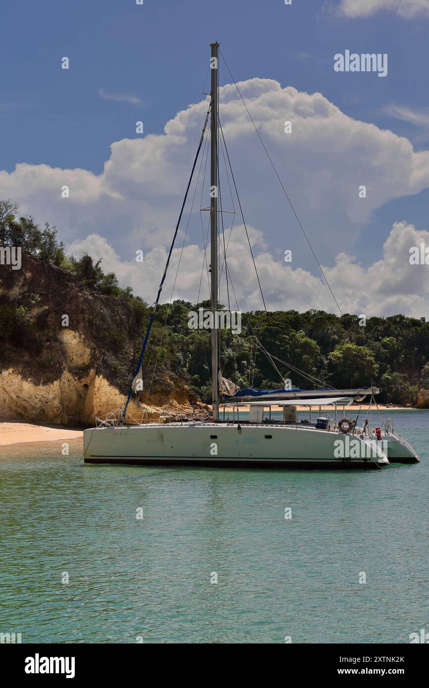 609 Catamaran for tourist trips across Nipe Bay anchored at Cayo Saetia ...