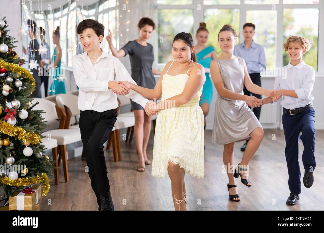 Celebrating Christmas in dance class - girls and boys dance the Moresco ...