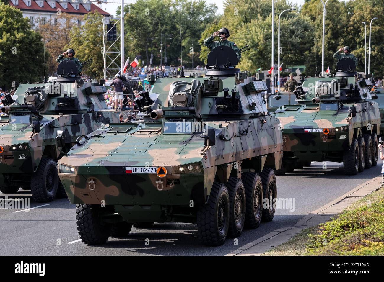 Warsaw, Poland. 15th Aug, 2024. Polish servicemen present M120 Rak ...