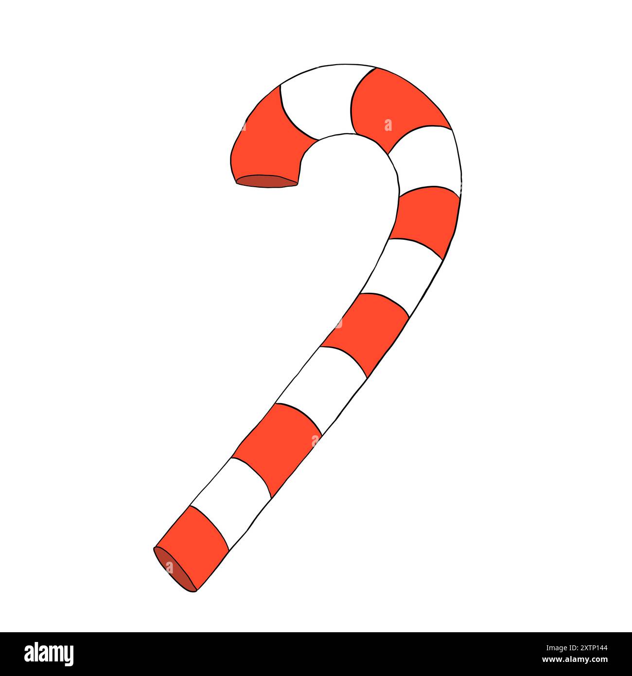 Red and white Christmas candy cane, color illustration Stock Photo - Alamy