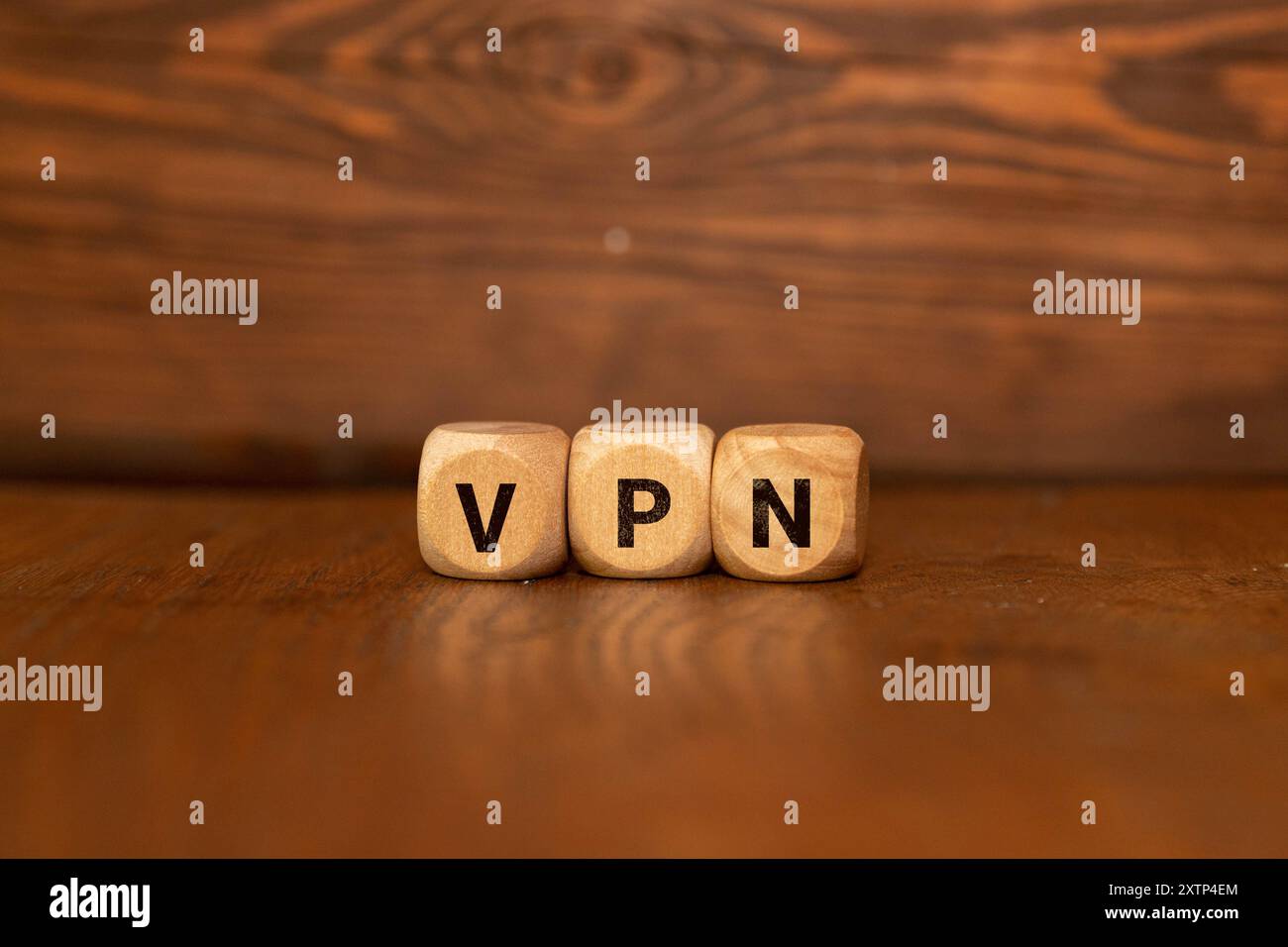VPN text wooden block on white table background. Idea, strategy ...