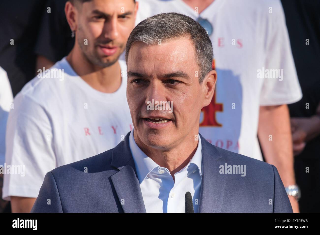 UEFA EURO 2024 celebration spain Featuring: Pedro Sanchez Where: Madrid ...