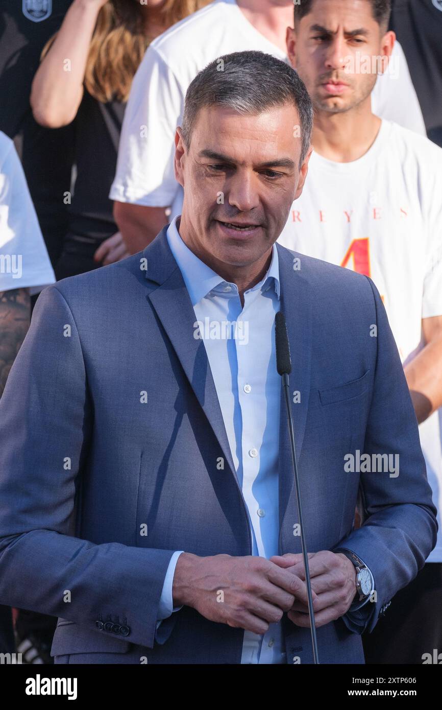 UEFA EURO 2024 celebration spain Featuring: Pedro Sanchez Where: Madrid ...