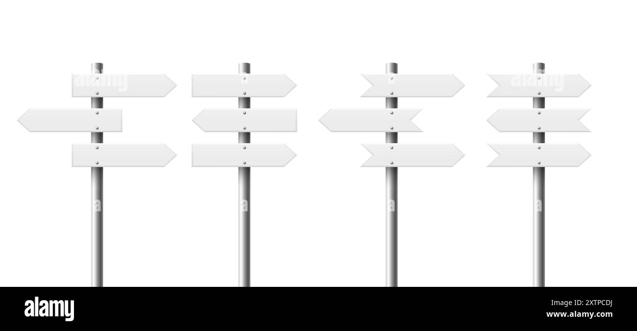 Realistic Sign Post Set. Realistic Blank Road Signboard. Plywood ...