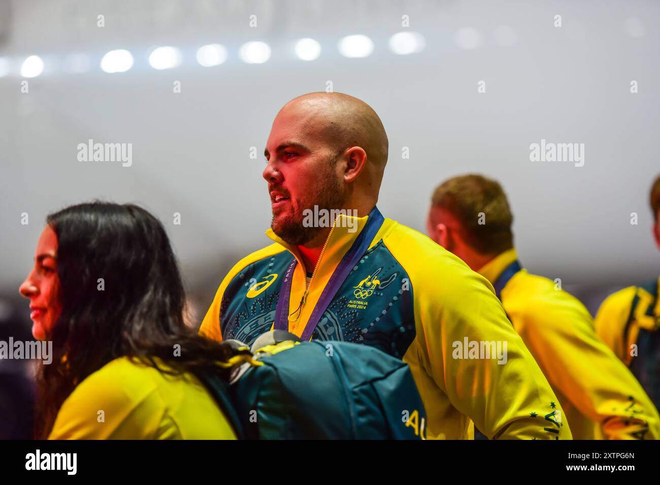 Sydney, Australia. 14th Aug, 2024. Discus thrower Matthew Denny is seen ...